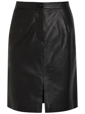 BLAZÉ MILANO Popeye Leather Knee-length Skirt - Black