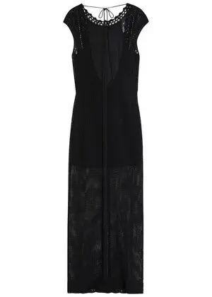 Isabel Marant Étoile Metaya Bead-embellished Crochet Maxi Dress - Black