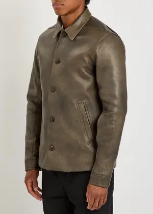 Rick Owens Brad Grained Leather Jacket