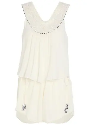 Isabel Marant Étoile Nilany Lace-trim Silk-georgette Playsuit - Ecru