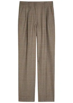 BLAZÉ MILANO Fox Checked Wool Trousers - Beige