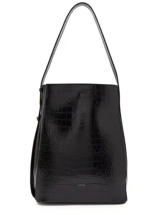AMANU The Somalia Crocodile-embossed Leather Tote - Black