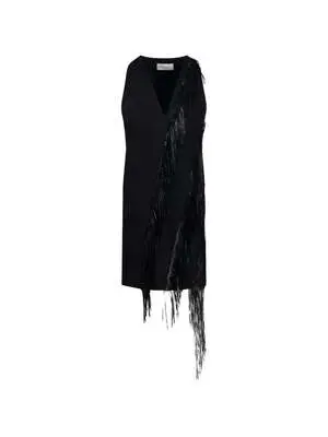 Sportmax Sleeveless V-neck Fringed Dress - Multicolor