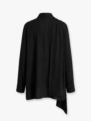 TOTEME High Neck Viscose Shirt With Scarf Detail - Black