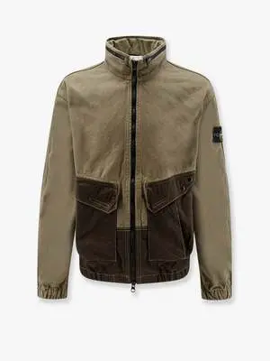 Stone Island Organic Cotton Jacket With Nylon Hood - Multicolor