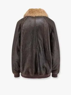 Brunello Cucinelli Leather Jacket With Shearling Collar