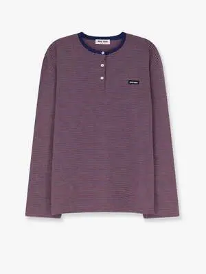 Miu Miu Cotton T-shirt With Striped Pattern - Multicolor