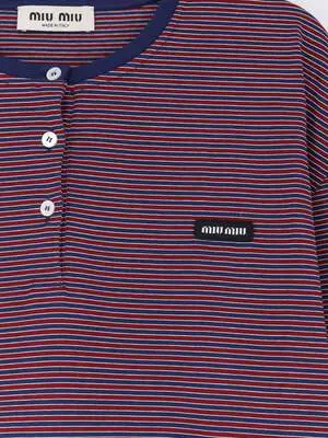 Miu Miu Cotton T-shirt With Striped Pattern