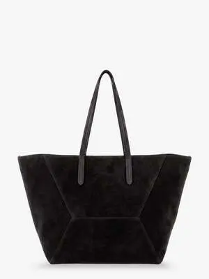 Brunello Cucinelli Suede Shoulder Bag With Engraved Logo - Multicolor