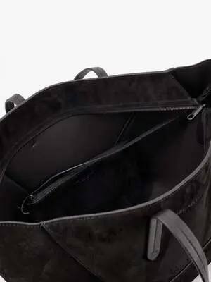 Brunello Cucinelli Suede Shoulder Bag With Engraved Logo - Multicolor