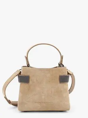 Brunello Cucinelli Brunello Cucinelli Suede Shoulder Bag With Monili Detail Multicolor