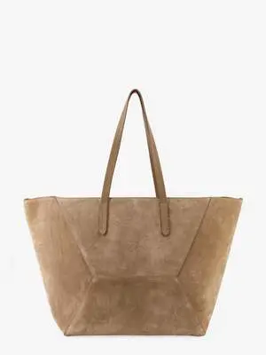 Brunello Cucinelli Suede Shoulder Bag With Engraved Logo - Multicolor