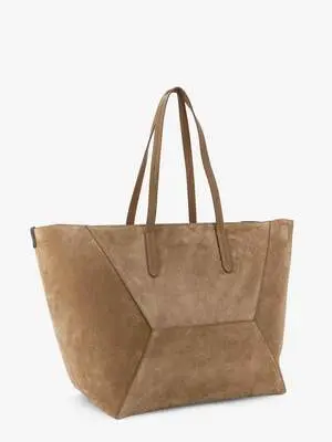 Brunello Cucinelli Suede Shoulder Bag With Engraved Logo - Multicolor