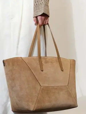 Brunello Cucinelli Suede Shoulder Bag With Engraved Logo - Multicolor