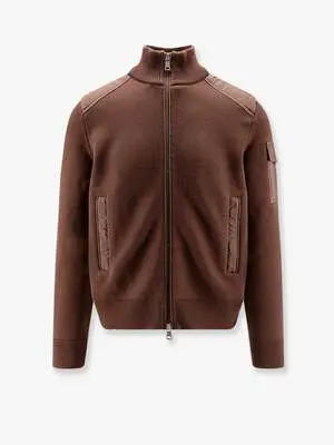 Moncler Virgin Wool Cardigan With Logo Patch - Multicolor