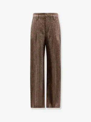 Brunello Cucinelli Melange Wool Blend Trousers - Brown