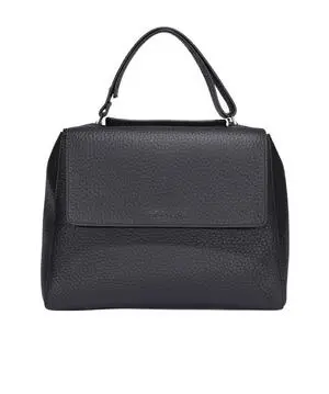 Orciani Sveva Logo Lettering Medium Shoulder Bag - Black