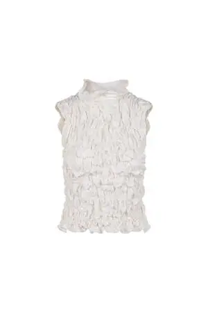 HEIRLOME Sloane Mock-neck Popcorn Top In Silk Crepe - Ivory