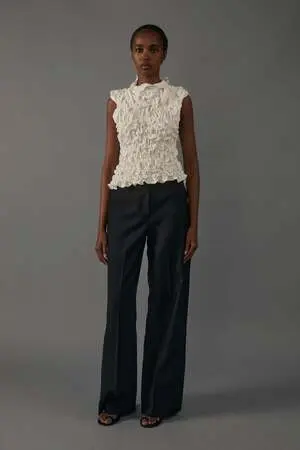 HEIRLOME Sloane Mock-neck Popcorn Top In Silk Crepe - Ivory