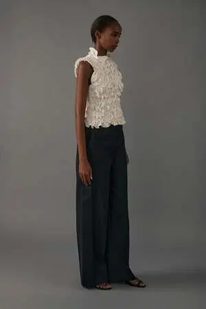 HEIRLOME Sloane Mock-neck Popcorn Top In Silk Crepe - Ivory