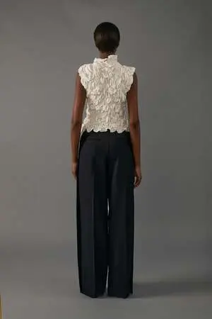 HEIRLOME Sloane Mock-neck Popcorn Top In Silk Crepe - Ivory