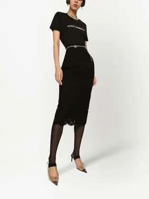 Dolce & Gabbana High-waisted Lace Midi Skirt