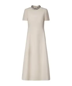 Valentino Garavani Crepe Couture Embroidered Midi Dress - No