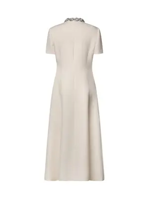 Valentino Garavani Crepe Couture Embroidered Midi Dress - No