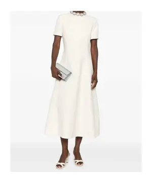 Valentino Garavani Crepe Couture Embroidered Midi Dress - No