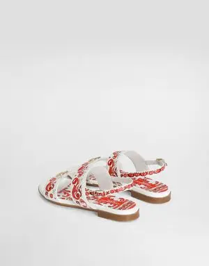 Dolce & Gabbana Majolica-print Calfskin Sandals
