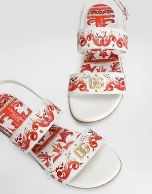 Dolce & Gabbana Majolica-print Calfskin Sandals