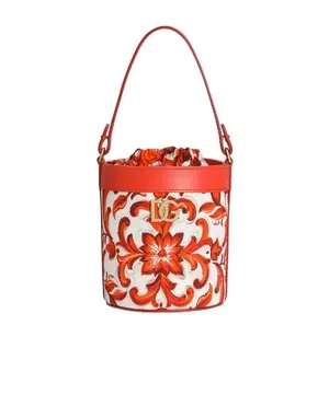 Dolce & Gabbana Bucket Bag In Majolica-print Canvas - Multi-color