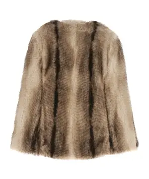 TWINSET V-neck Striped Fur Garment