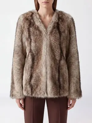 TWINSET Striped Faux Fur Cape