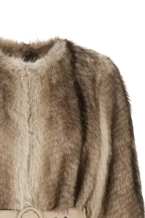 TWINSET Belted Faux Fur Coat - No