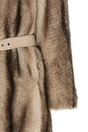 TWINSET Belted Faux Fur Coat - No