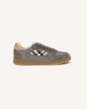Burberry Terrace Leather And Check Sneakers