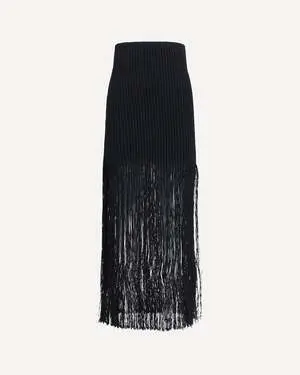 Alaïa Ribbed Knit Fringe Pencil Skirt