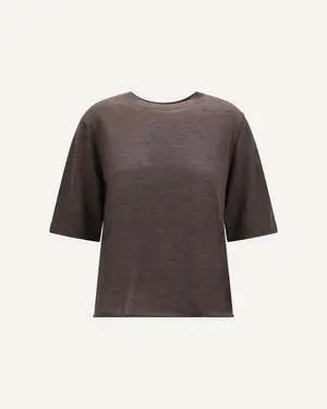 Loulou De Saison Fine-knit Cashmere T-shirt - Brown