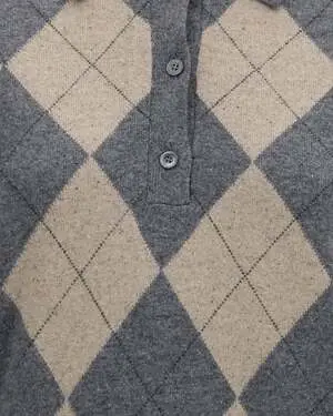 RÓHE Argyle Polo Shirt - Grey