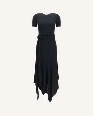 Alaïa Belted Jersey Midi Dress - Black