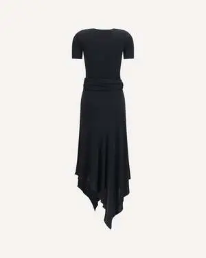 Alaïa Belted Jersey Midi Dress - Black