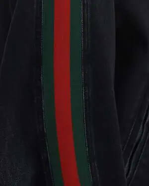 Gucci Cotton Denim Biker Jacket With Web Stripe