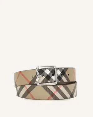 Burberry Reversible B Buckle Check Belt - Beige
