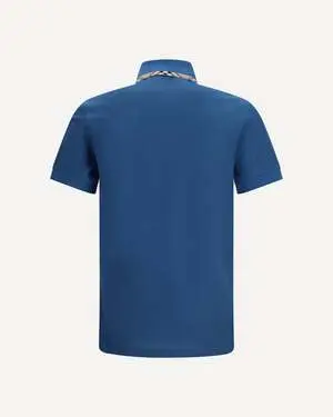 Burberry Cotton Polo With Check Tris Ale