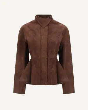 Alaïa Peplum Jacket In Suede Goatskin