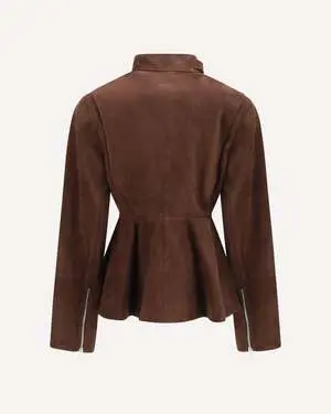 Alaïa Peplum Jacket In Suede Goatskin