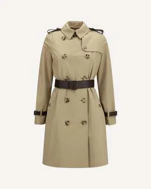 Burberry Kensington Midi Leather Trench - Beige