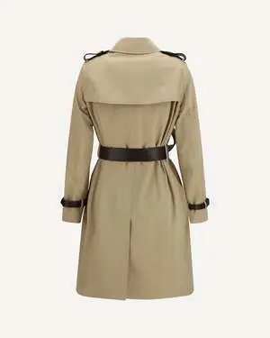 Burberry Kensington Midi Leather Trench - Beige