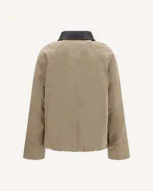 Brunello Cucinelli Padded Down Jacket With Leather Collar - Beige